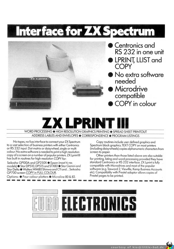 Directory: /Vintage/Sinclair/82/Peripherals/Printer Interfaces/Euroelectronics ZX LPrint III ...